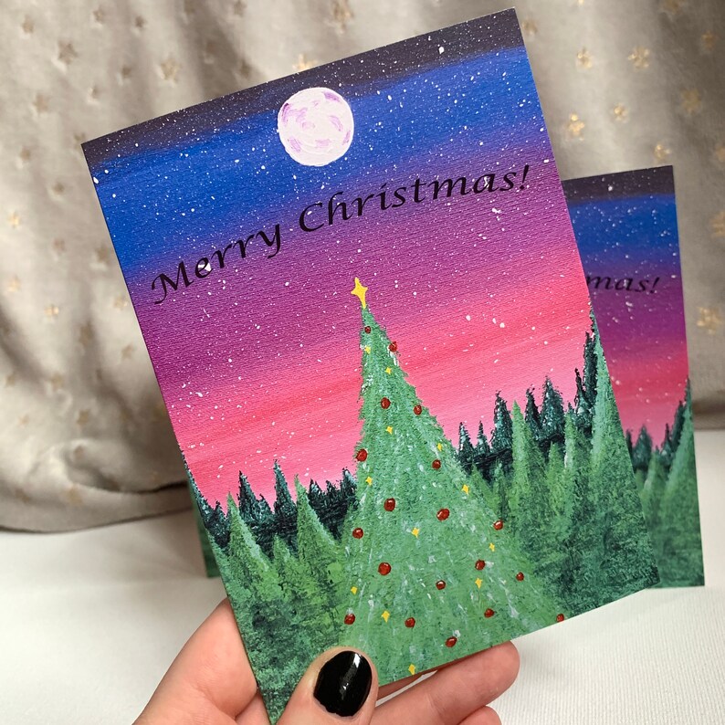Christmas Card Acrylic Painted Christmas Cards Handmade | Etsy