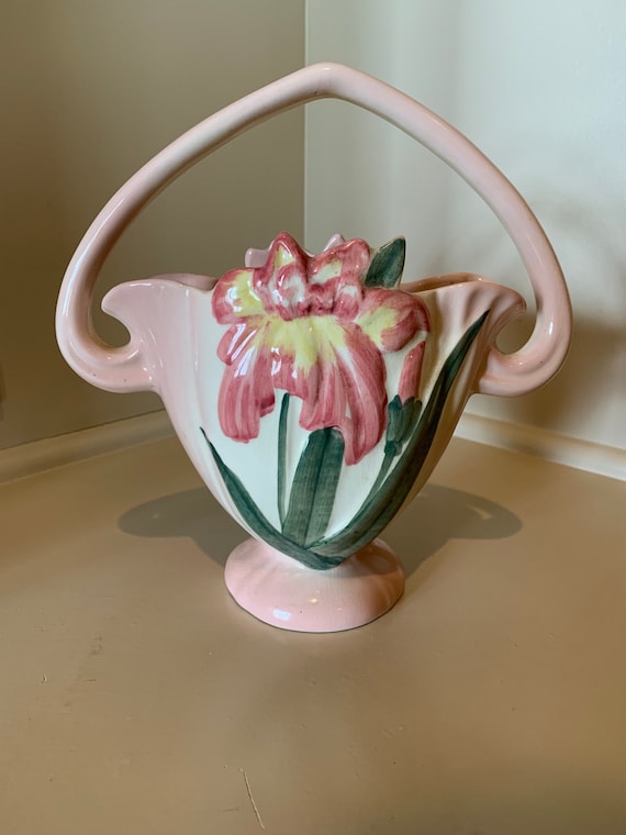 Camark Pottery Pink Iris Basket - Etsy