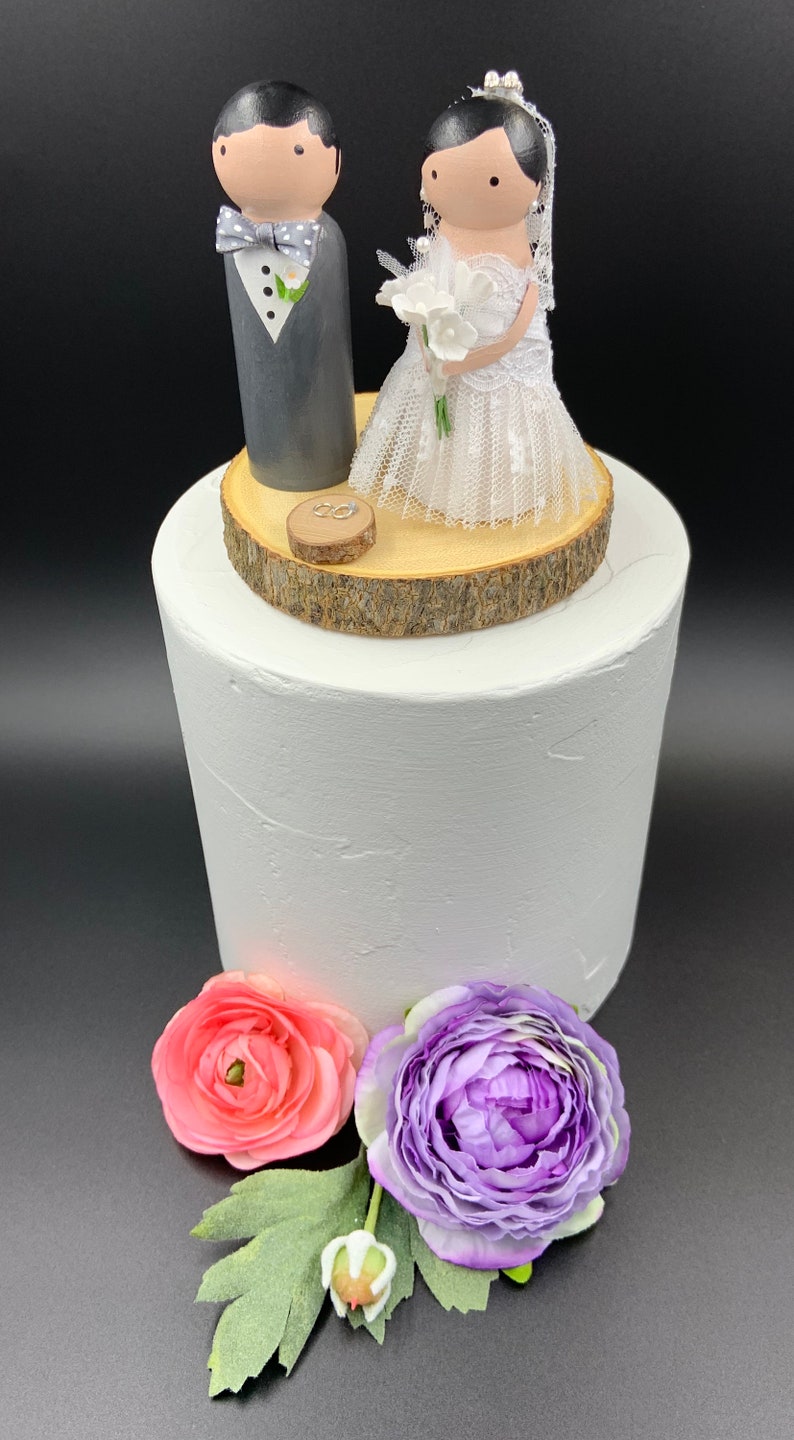 Handmade Peg Doll Wedding Cake Topper Love Couple Cake - Etsy