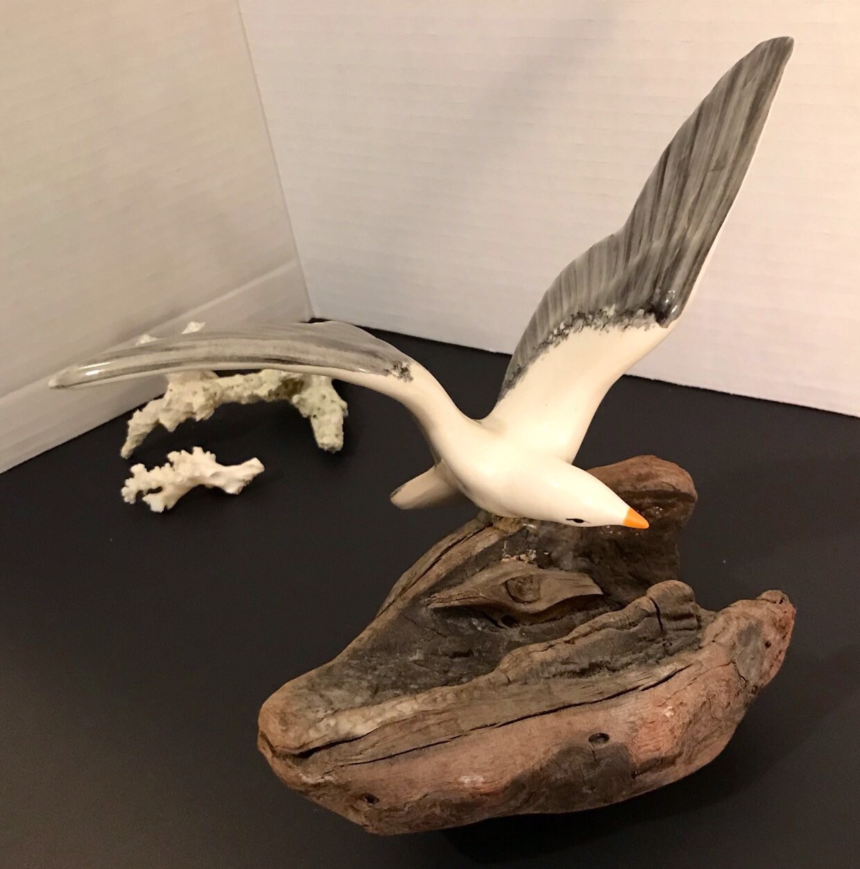 Beautiful Antique Folk Art Porcelain Seagull Bird Perched on - Etsy