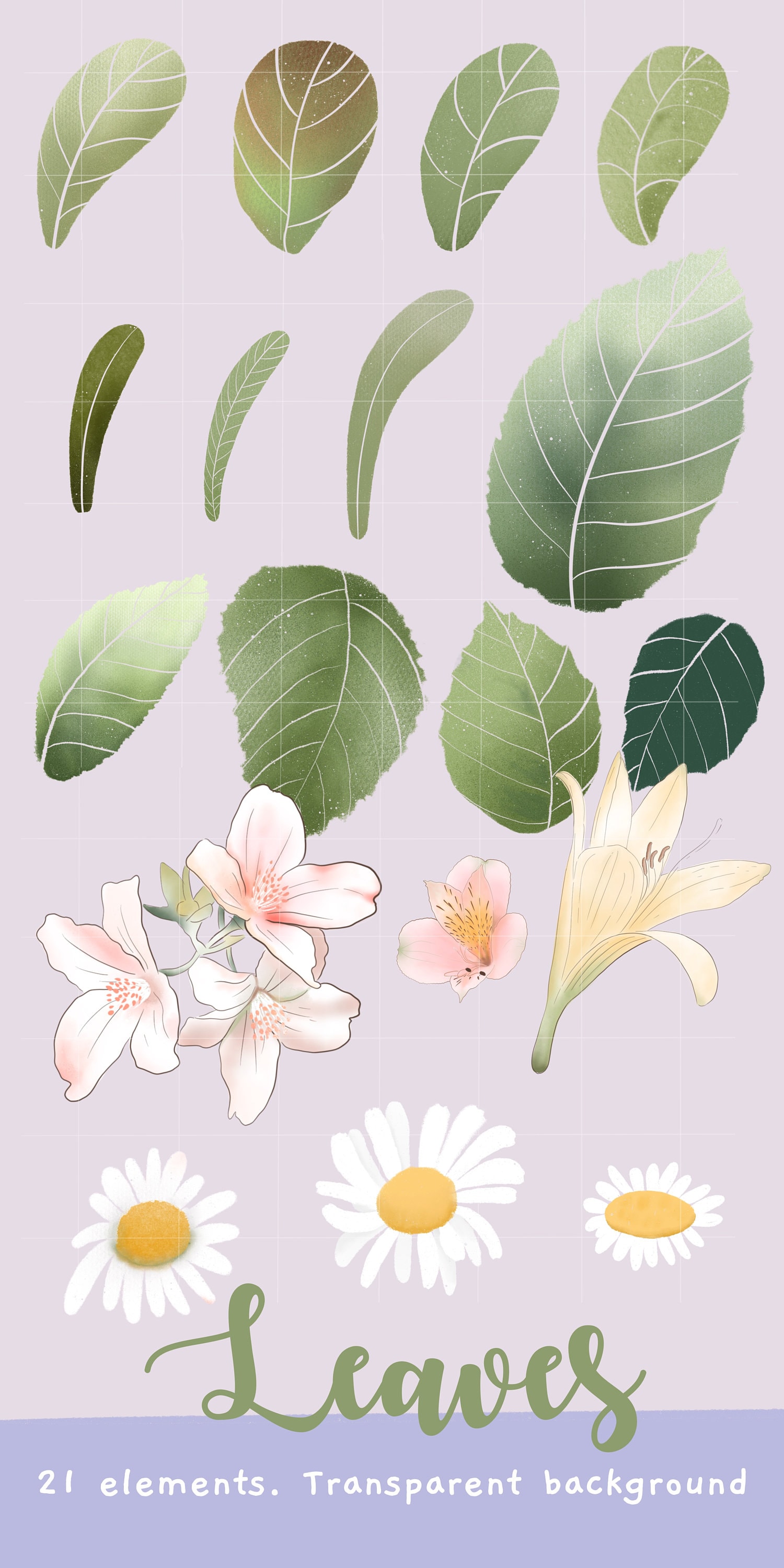 Instant Download Digital Flower Clip Art Flower Collection | Etsy