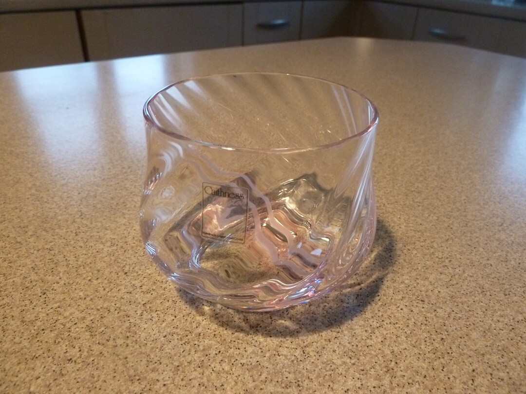 Vintage Caithness Pink Swirl Crystal 'flamenco/ Dawn' GLASS POT 7 Cm/ 2 ...