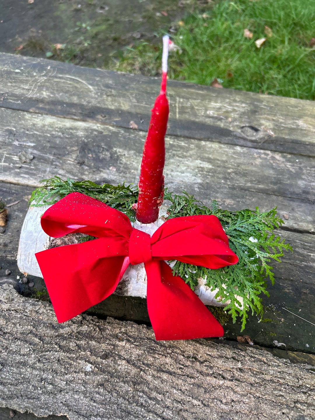 Birch Yule Log Winter Centerpiece - Etsy