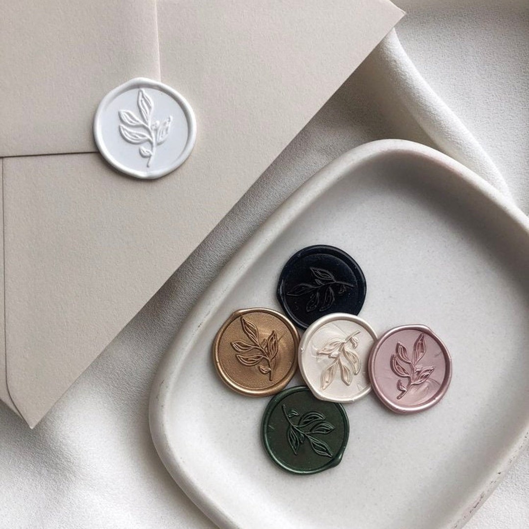 Handmade Olive Leaf Wax Seals, Peel and Stick, Wedding Stationery - Etsy