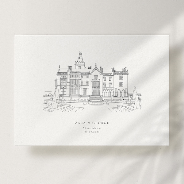 Manor Drawing - Etsy UK