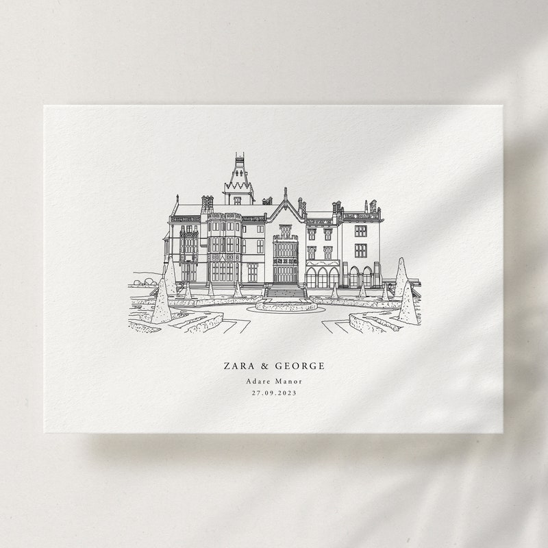 Manor Drawing - Etsy UK