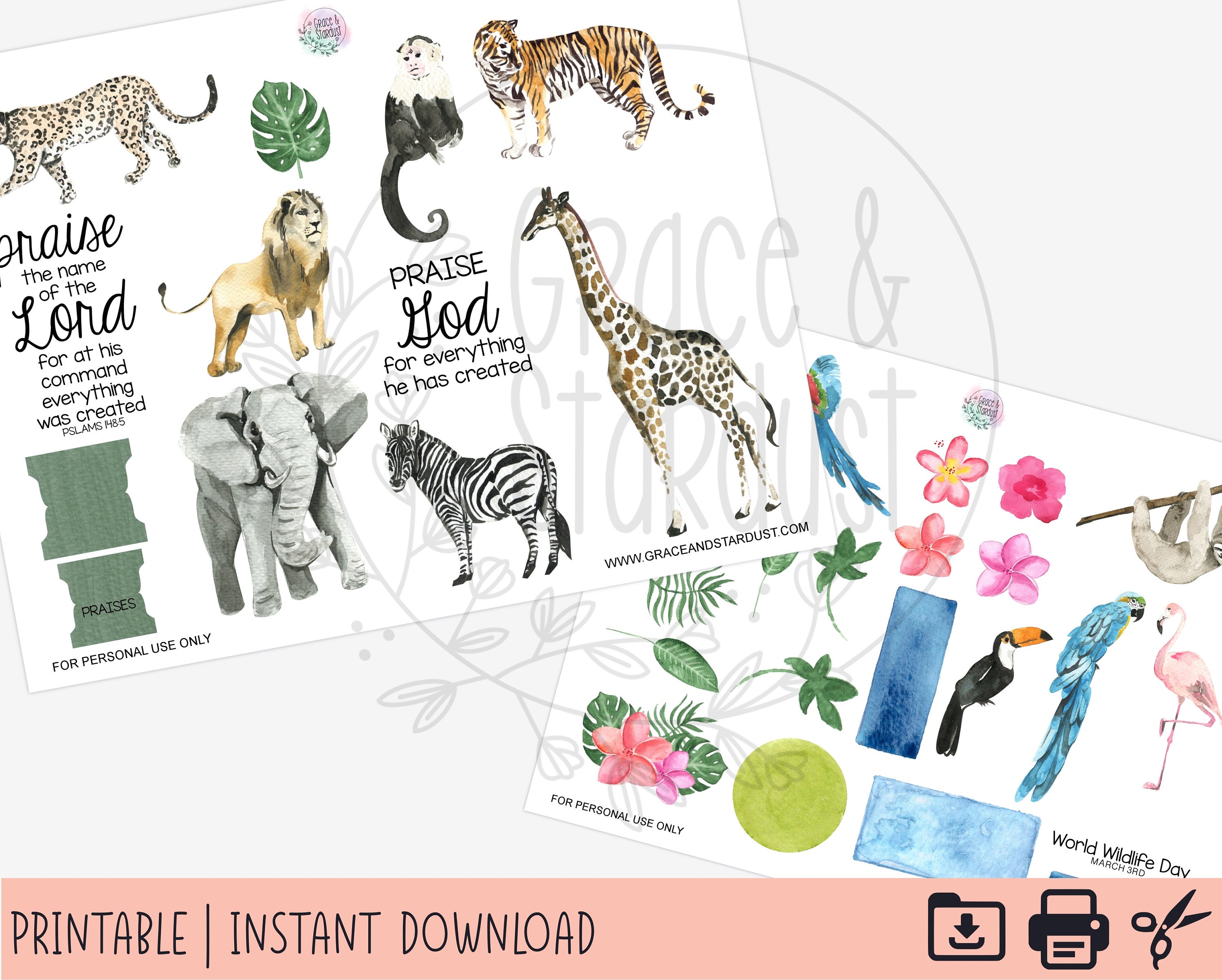 Printable Bible Stickers Praise the Lord Bible Journaling - Etsy