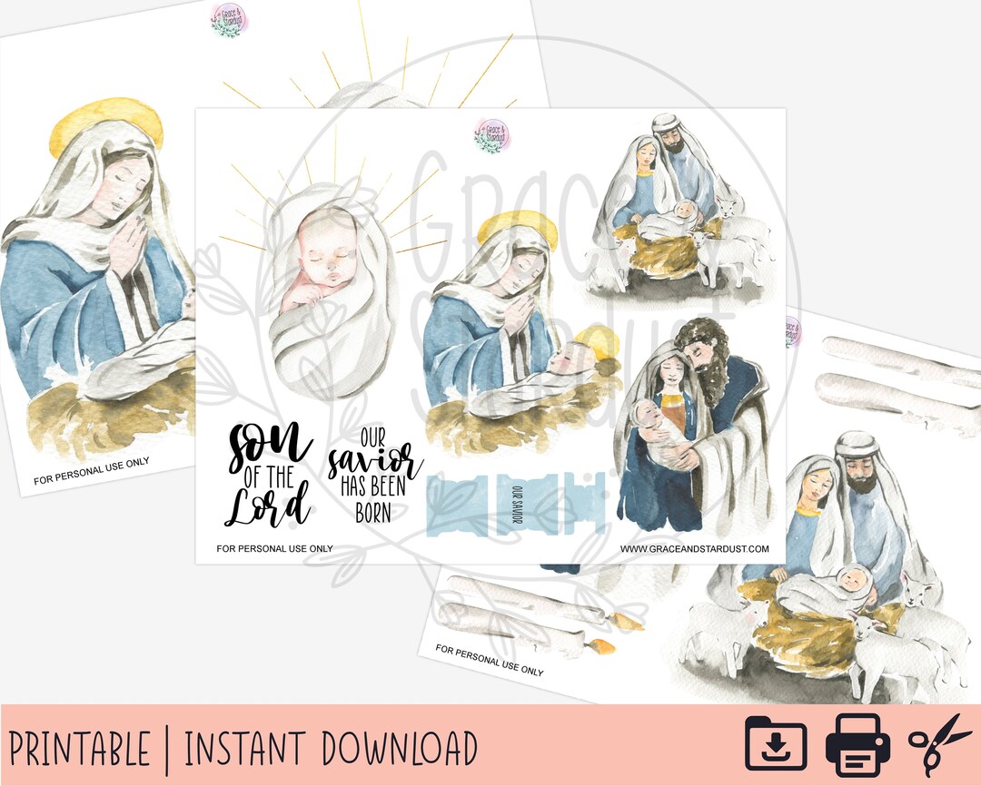 Printable Bible Journaling Stickers | Baby Jesus Stickers | Bible ...
