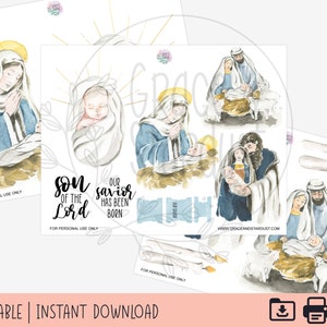 Printable Bible Journaling Stickers | Baby Jesus Stickers | Bible ...