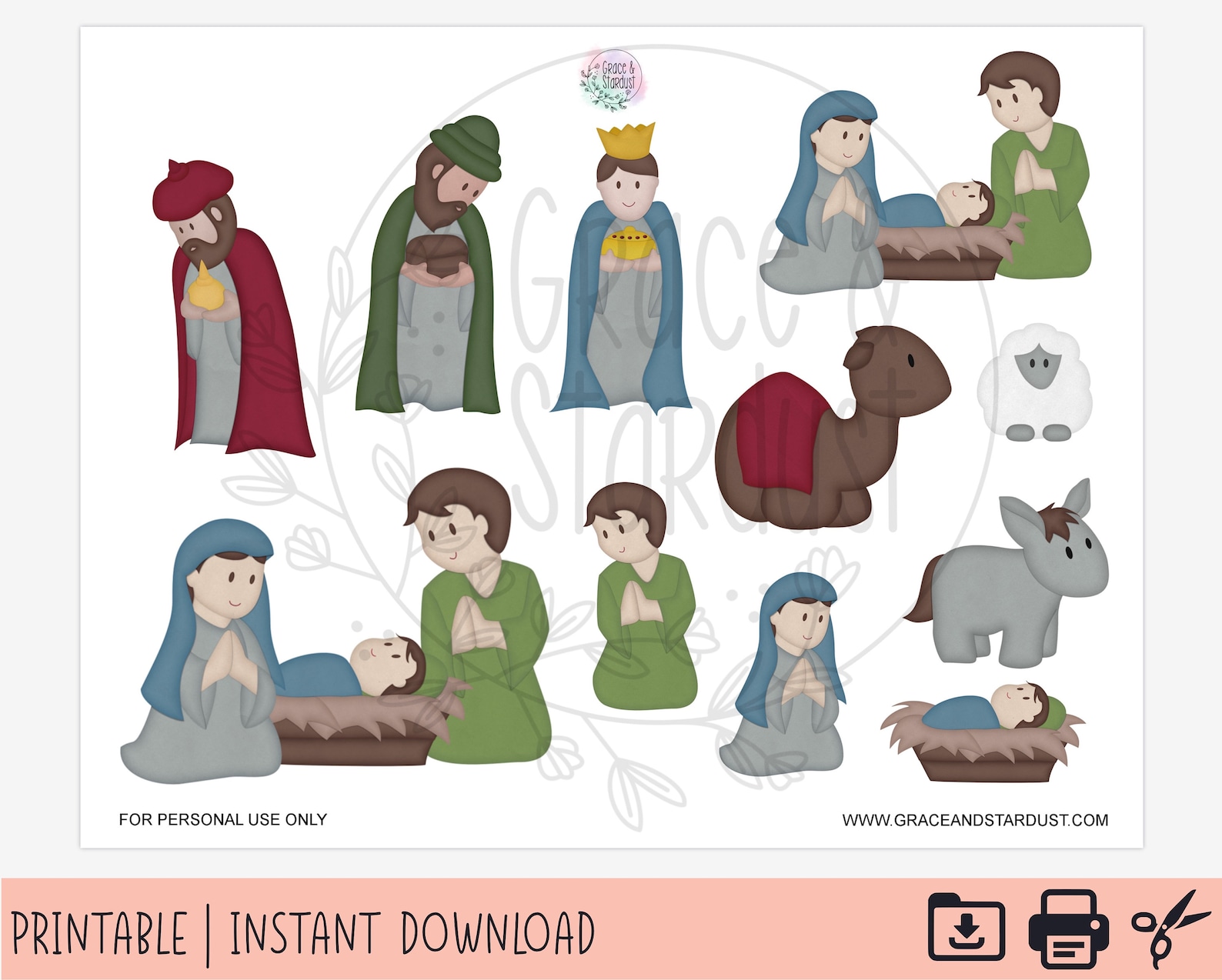 Bible Journaling Printable Baby Jesus Printable Stickers - Etsy