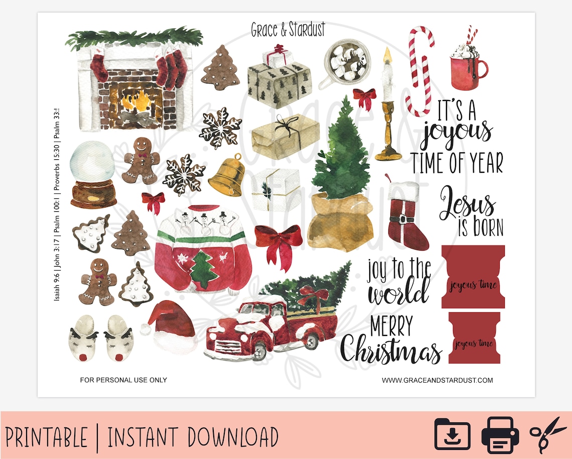 Printable Bible Journaling Stickers | Christmas Sticker Sheets | Joyous ...