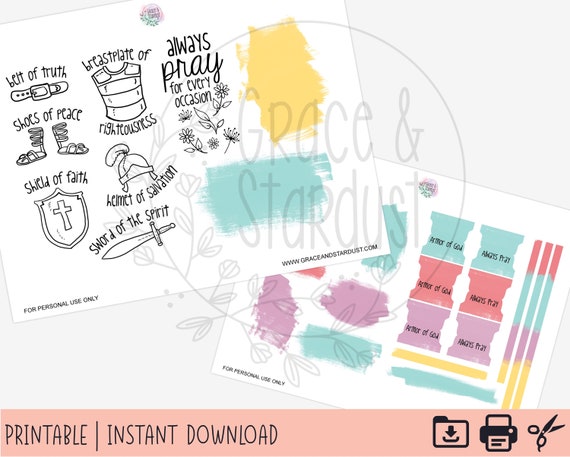 Bible Journaling Stickers Printable Stickers Armor of God - Etsy