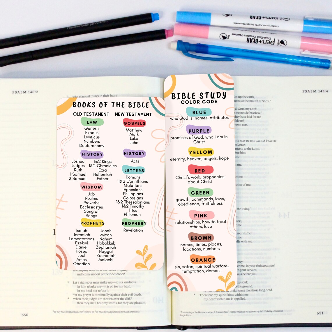 Bible Bookmark Bible Color Code Books of the Bible Card - Etsy