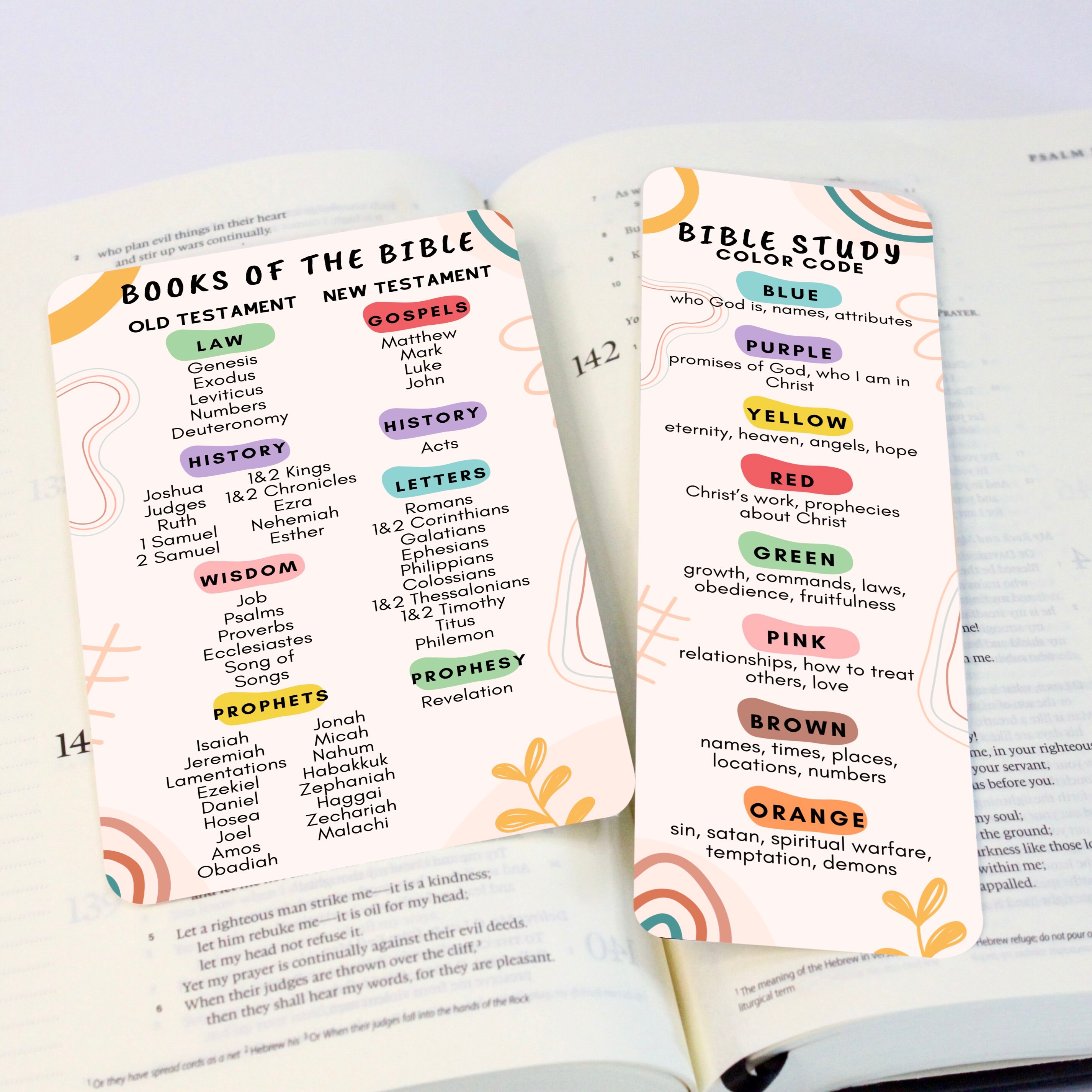 Bible Bookmark Bible Color Code Books of the Bible Card - Etsy