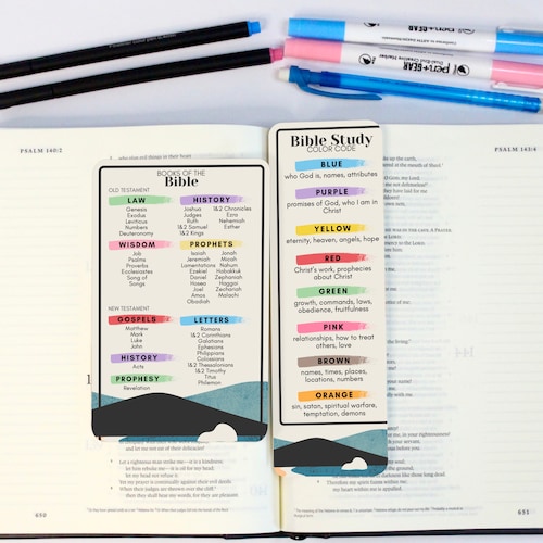 Bible Bookmark Bible Color Code Books of the Bible Card - Etsy