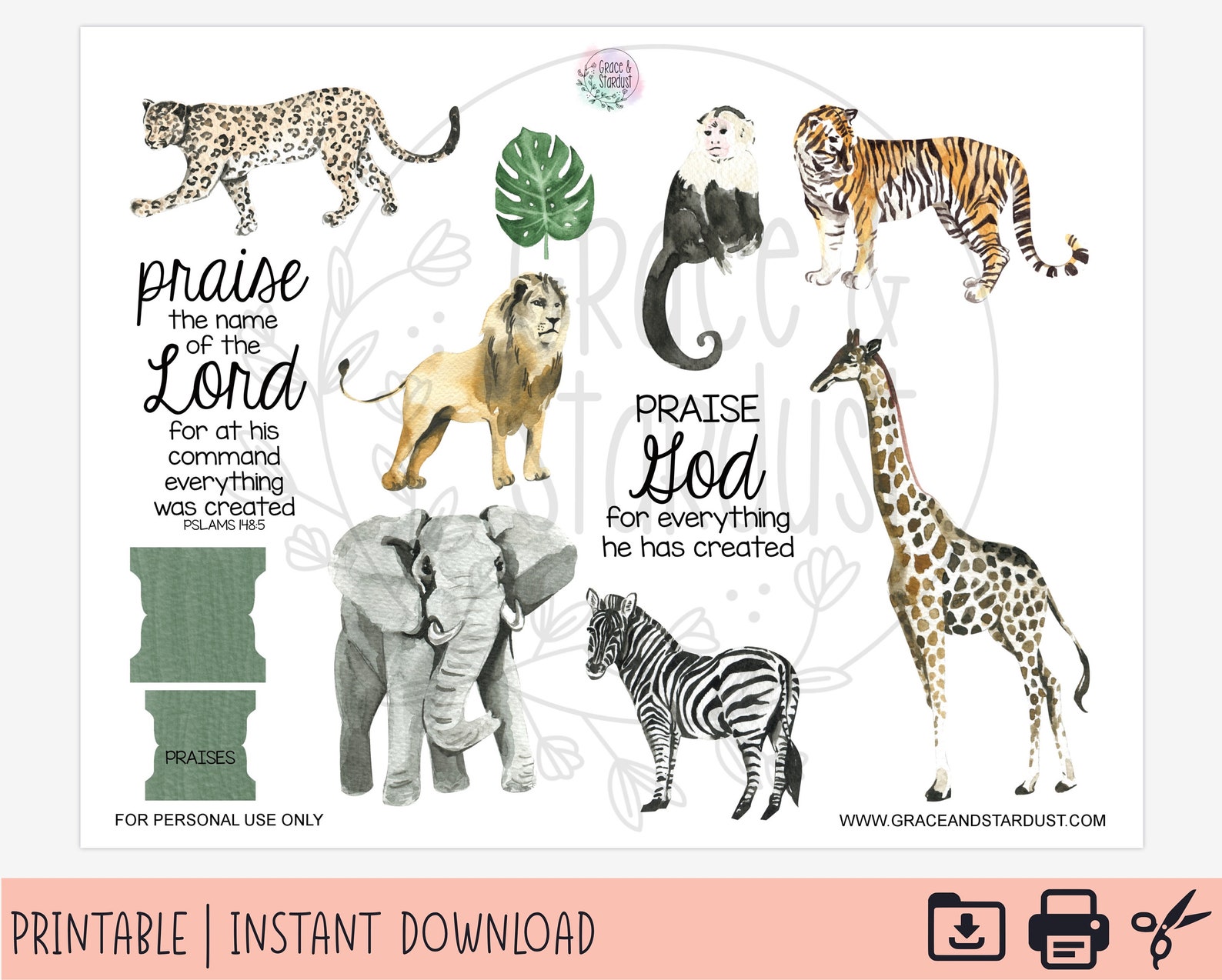 Printable Bible Stickers Praise the Lord Bible Journaling - Etsy