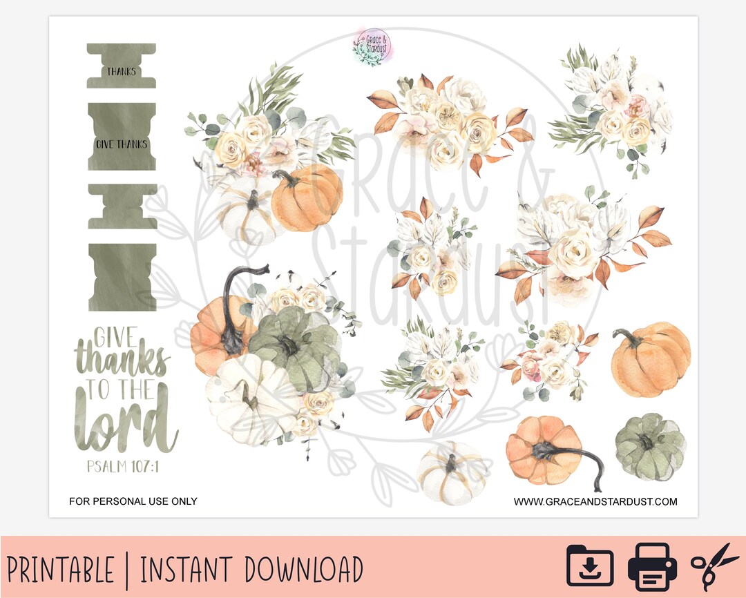Printable Bible Stickers | Fall Stickers | Give Thanks Printable ...
