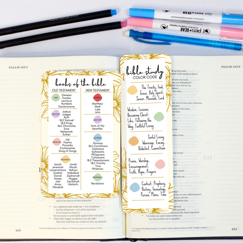 Bible Bookmark Bible Color Code Books of the Bible Card - Etsy