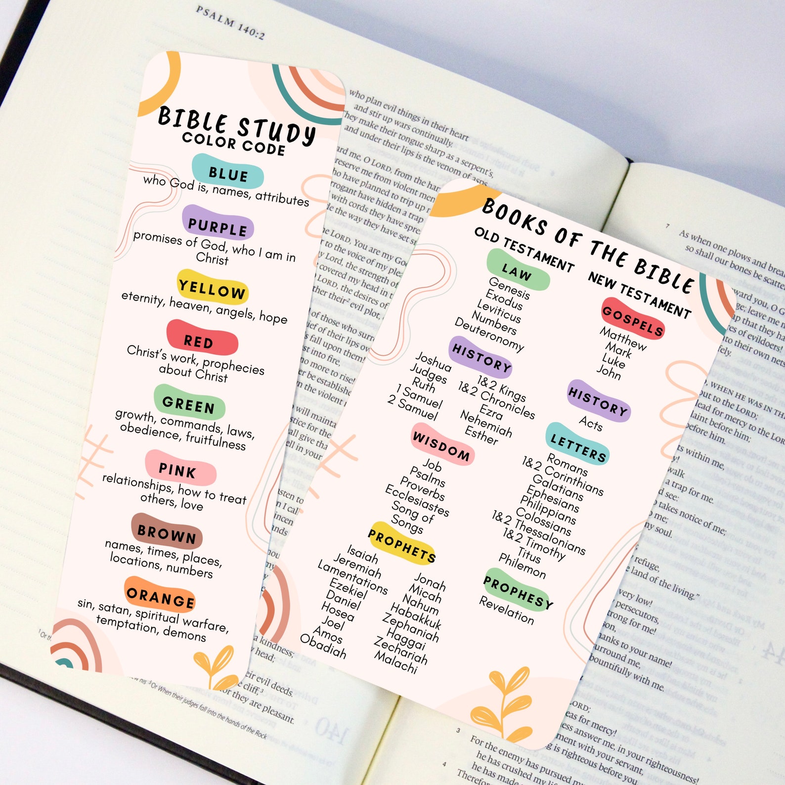 Bible Bookmark Bible Color Code Books of the Bible Card - Etsy