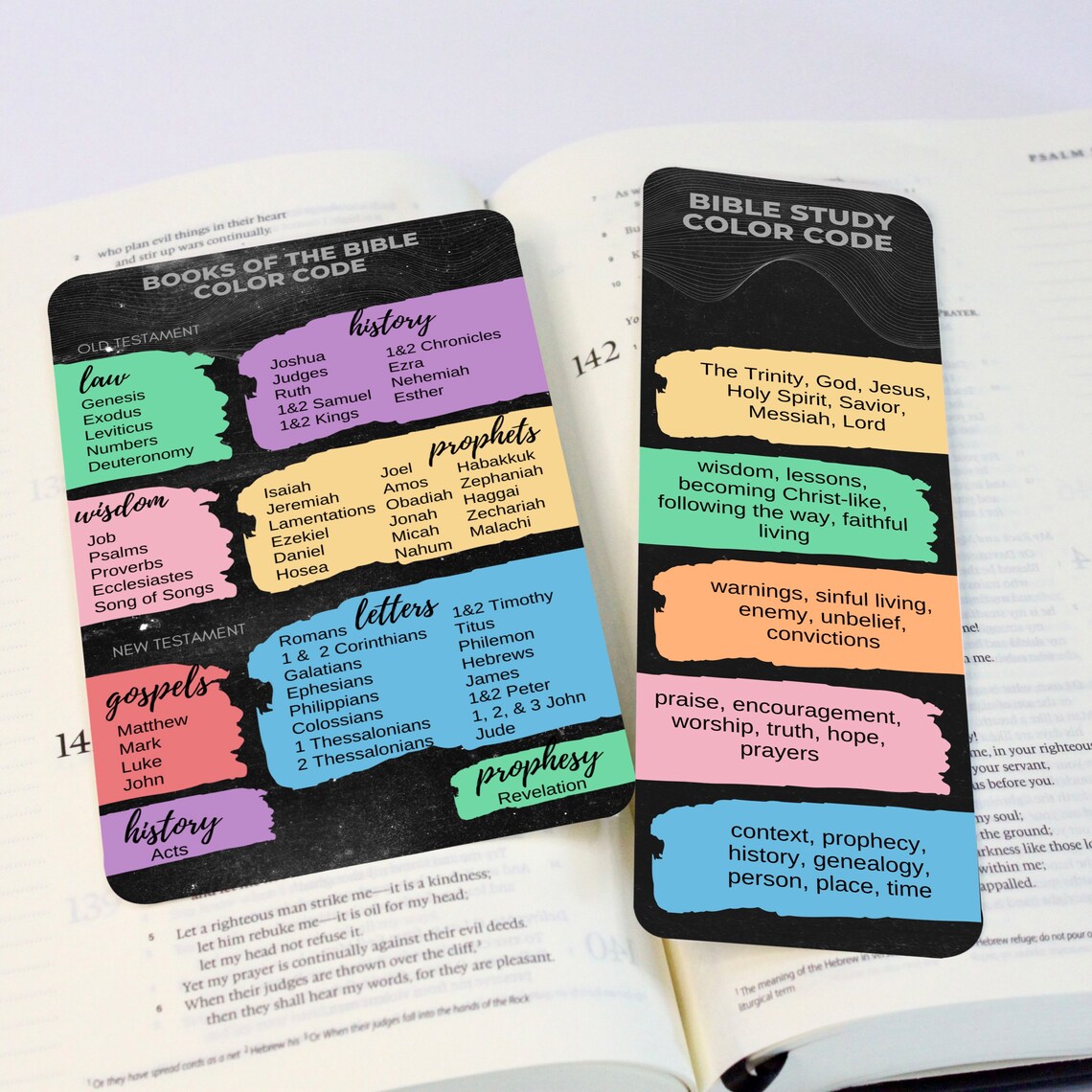Bible Bookmark Bible Color Code Books of the Bible Card - Etsy