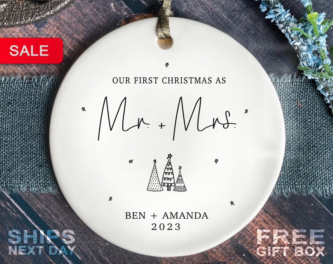 Personalized Married Ornament - Mr and Mrs Tree Christmas Ornament ...