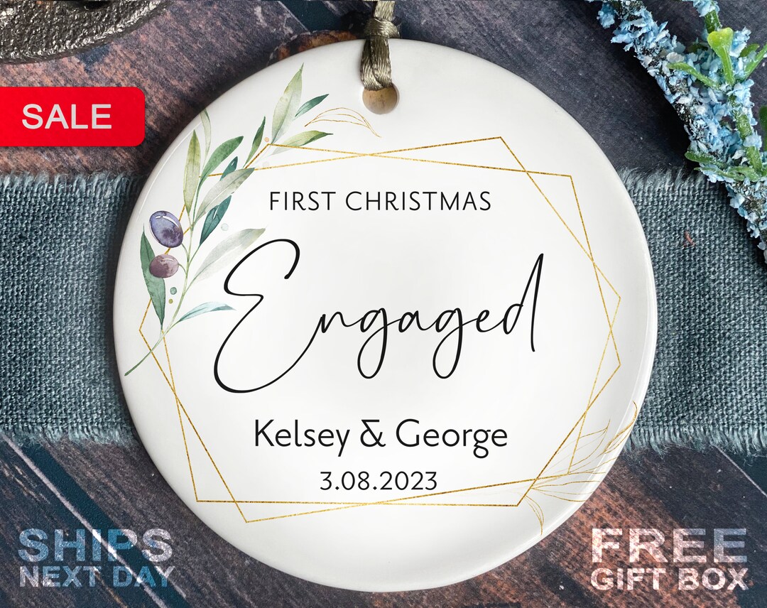 Personalized First Christmas Engaged Ornament - Custom Engagement ...