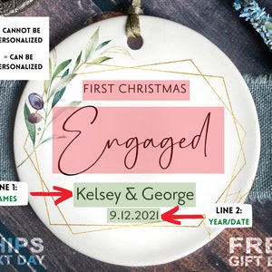 Personalized First Christmas Engaged Ornament - Custom Engagement ...