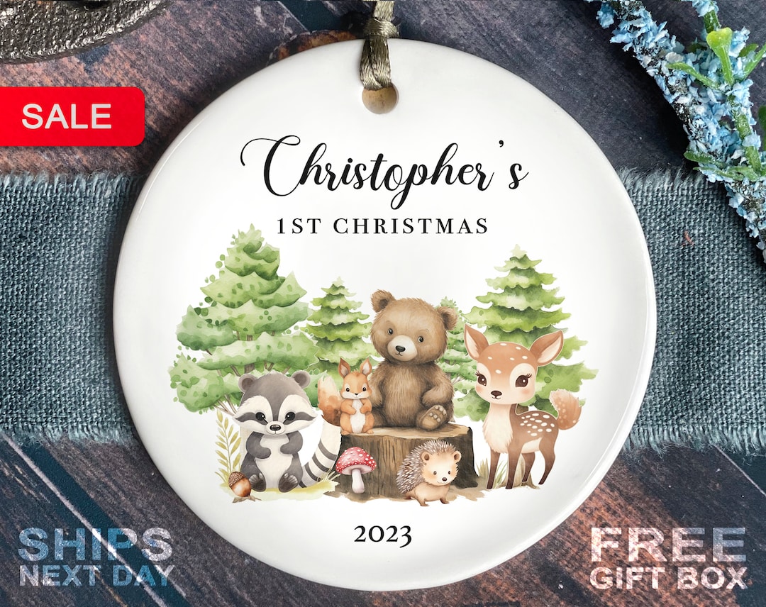 Baby's First Christmas Ornament - Personalized First Christmas Boy ...
