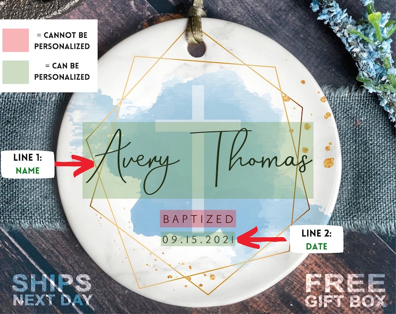 Personalized Baptism Ornament Name Date Custom Baptized - Etsy