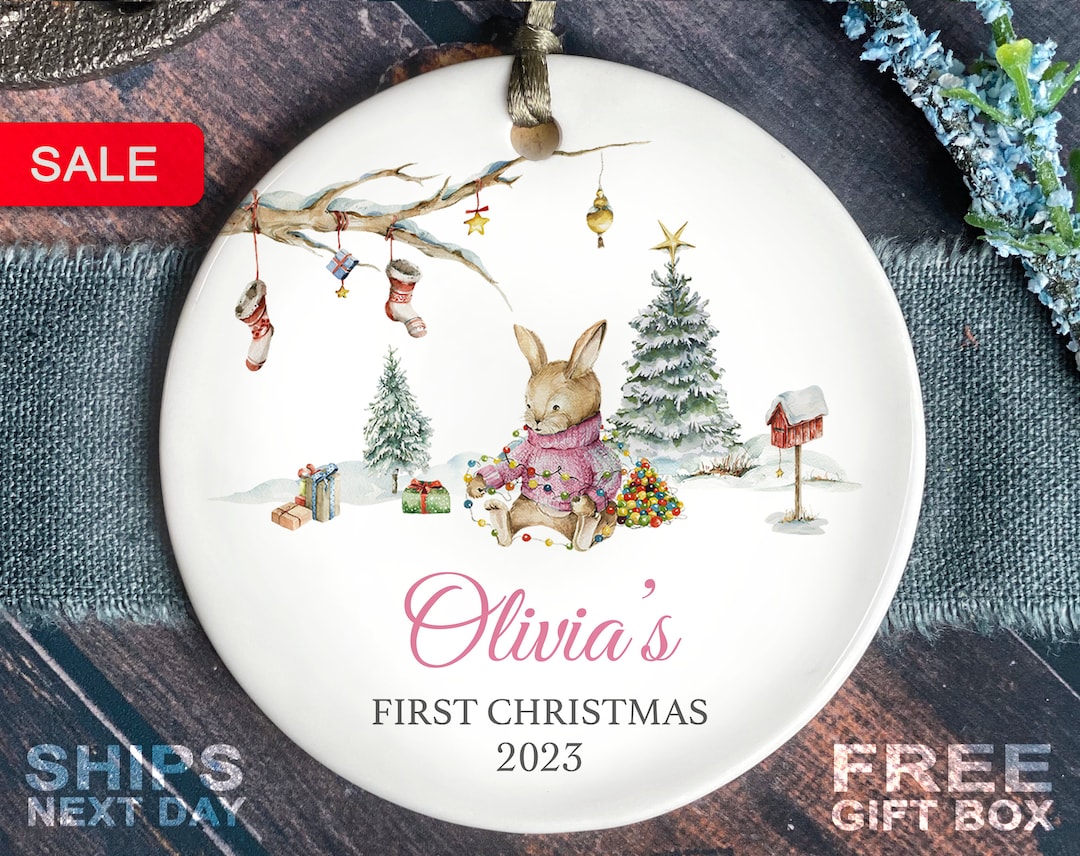 Baby's First Christmas Ornament - Personalized First Christmas Girl ...