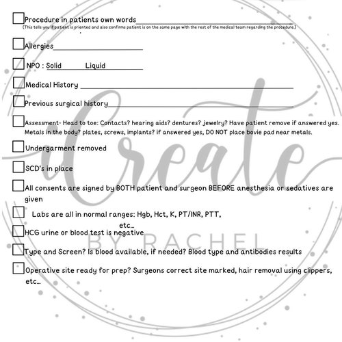 Operating Room Nurse Cheat Sheet - Etsy