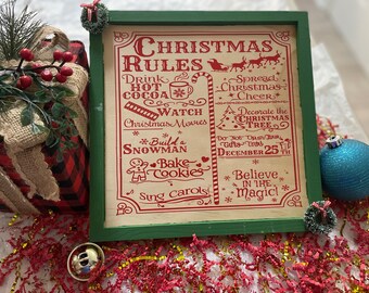 Shabby Chic Personalized Family Christmas Rules Rudolph Eat Drink Merry ...