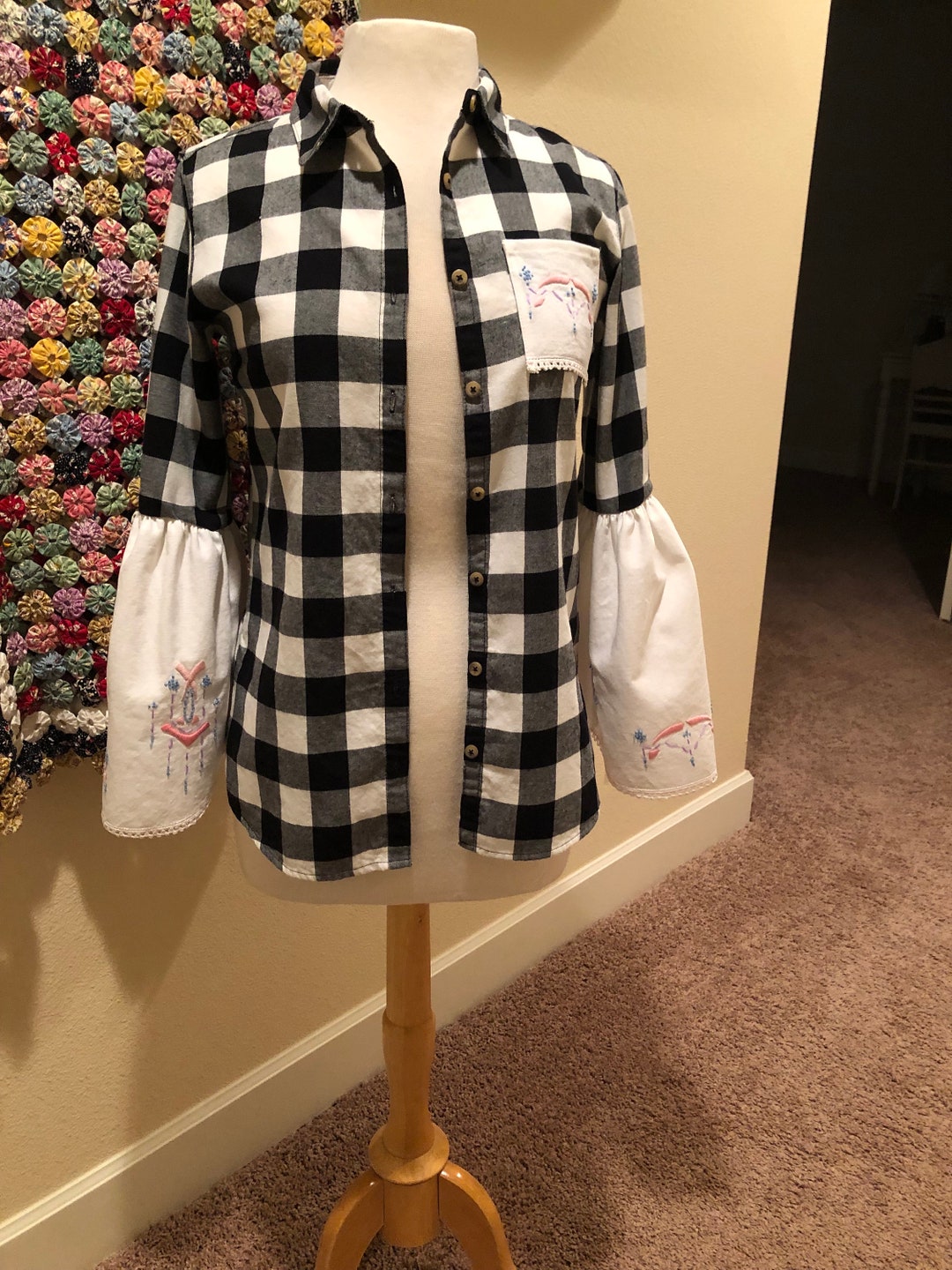 Cat and Jack Black and White Buffalo Blouse - Etsy