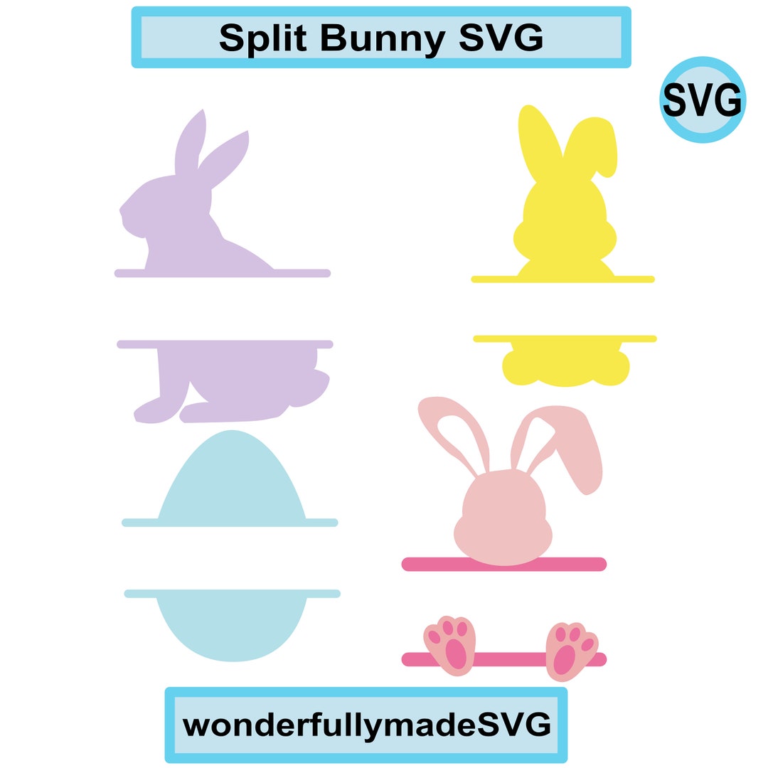 Bunny Monogram Svg, Split Bunny Monogram Svg, Easter Bunny Svg, Split ...