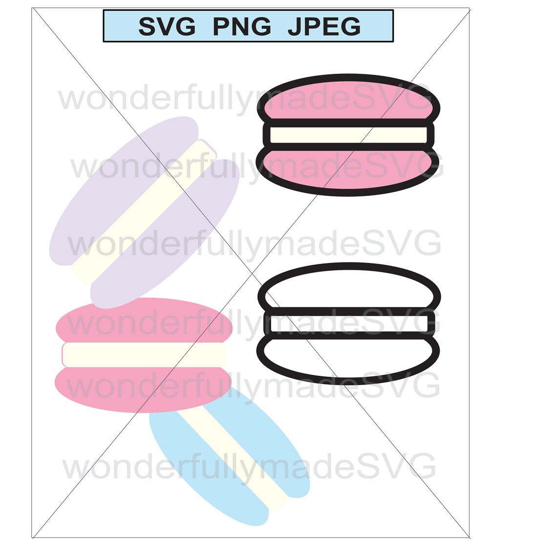 Macarons Svg French Macaroons Svg Layered Macaroons Svg | Etsy Canada