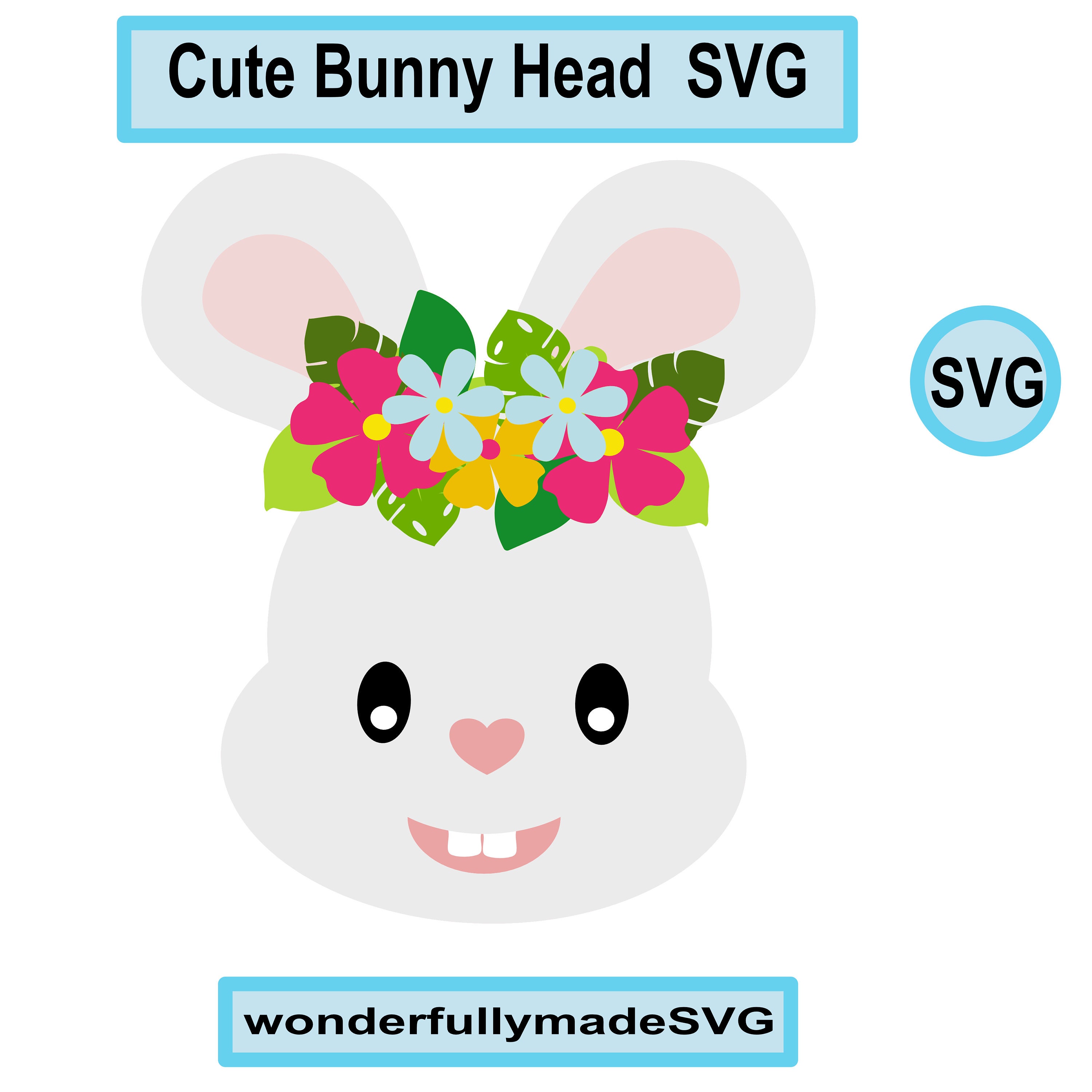 Bunny Head Svg Easter Bunny Svg Floral Bunny Head Svg. - Etsy