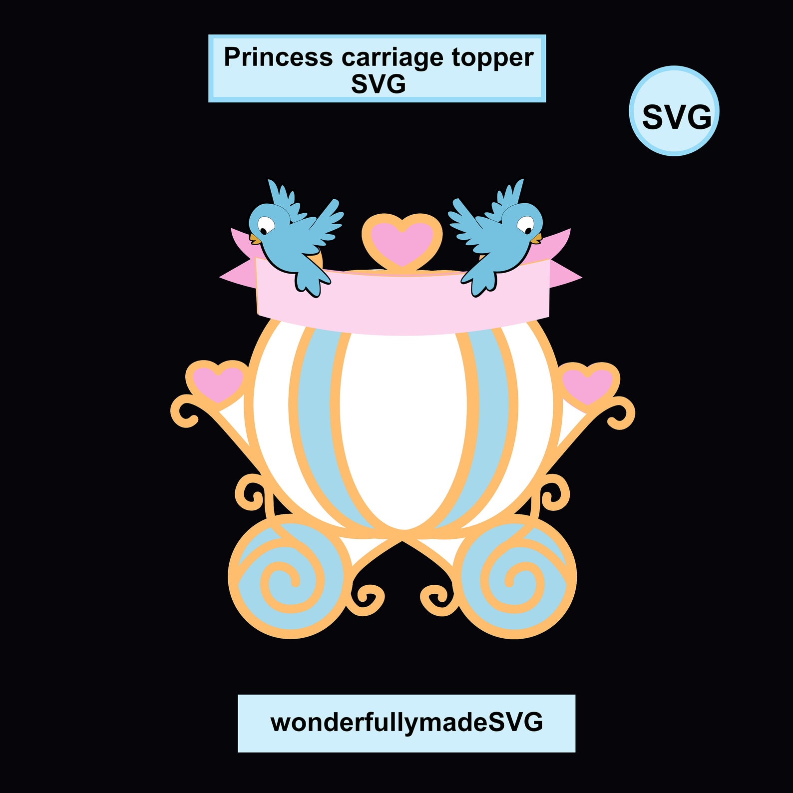 Princess Cake Topper Svg Princess Carriage Cake Topper Svg - Etsy