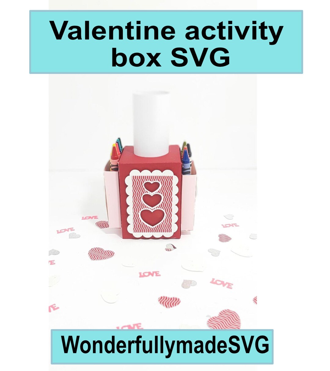 Valentine Colouring Box Template, Crayon Holder Box Template, Coloring ...