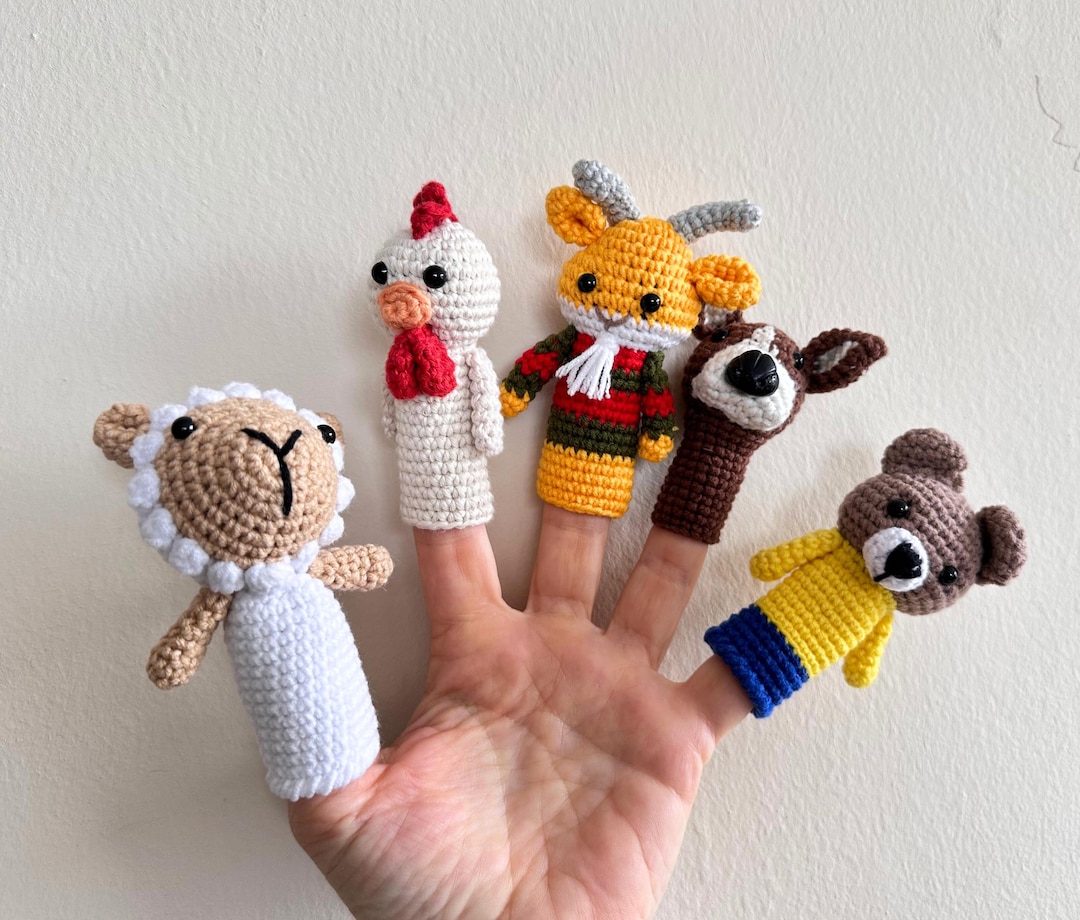 Handmade Crochet Animal Finger Puppets: Organic Cotton Baby Toy - Etsy