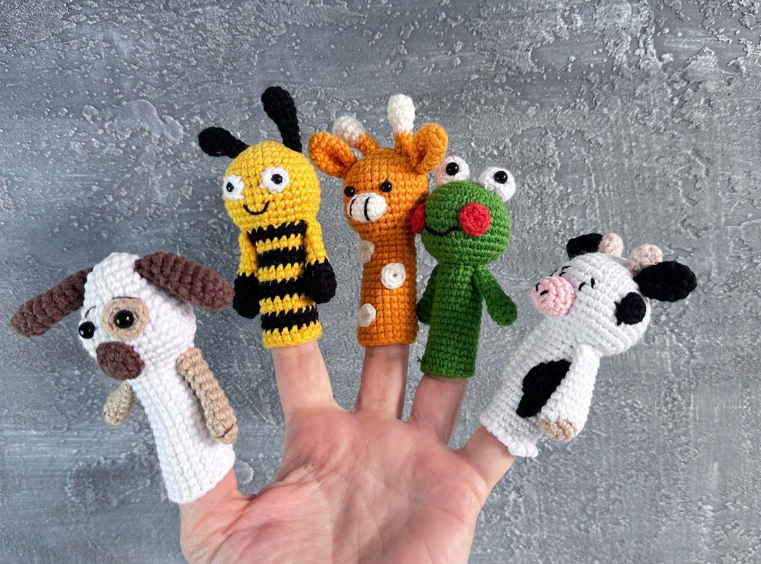 Zoo Animal Finger Puppets, Farm Animal Speech Therapy for Baby, Crochet ...