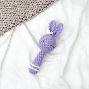 Natural Handmade Rattle for Babies , Crochet Giraffe Rattle, Bunny ...