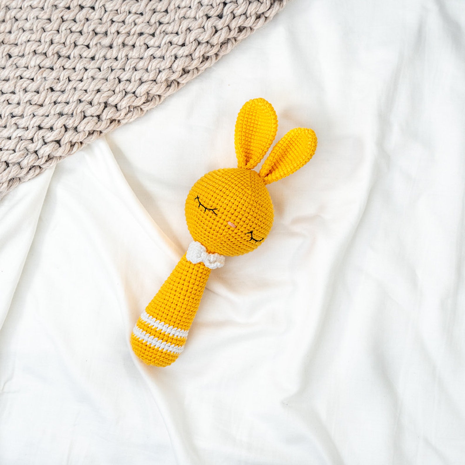Natural Handmade Rattle for Babies , Crochet Giraffe Rattle, Bunny ...