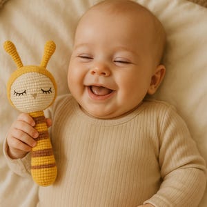 Natural Handmade Rattle for Babies , Crochet Giraffe Rattle, Bunny ...