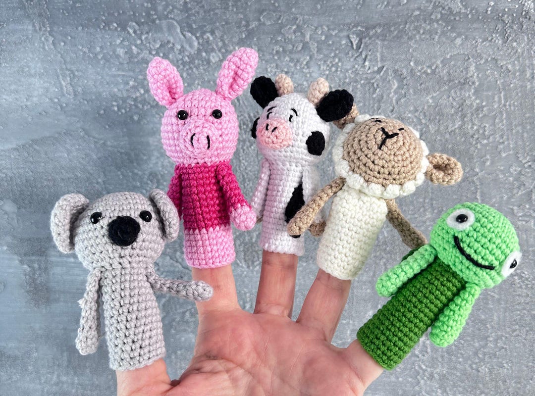 Organic Crochet Farm Animal Finger Puppets: Handmade Baby Toys - Etsy