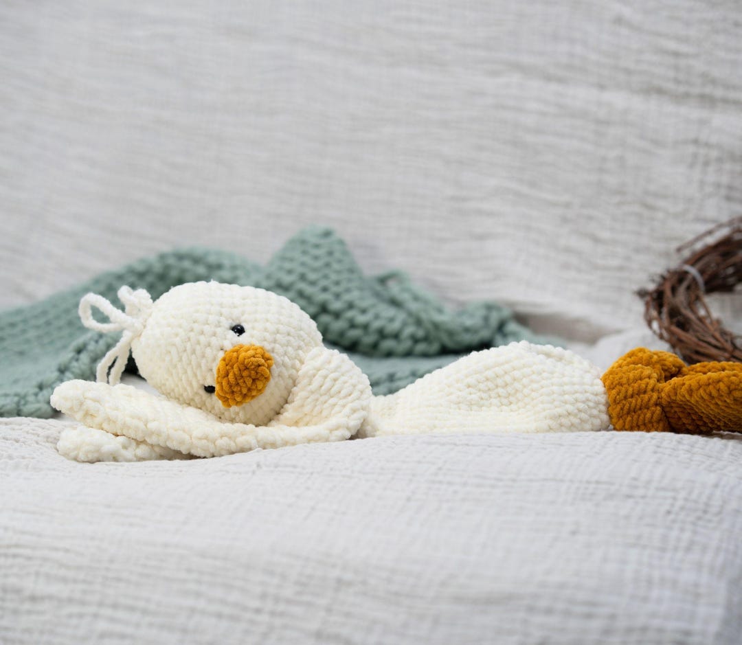 Adorable Crochet Cuddle Duck Toy for Baby, Handmade Organic Baby ...
