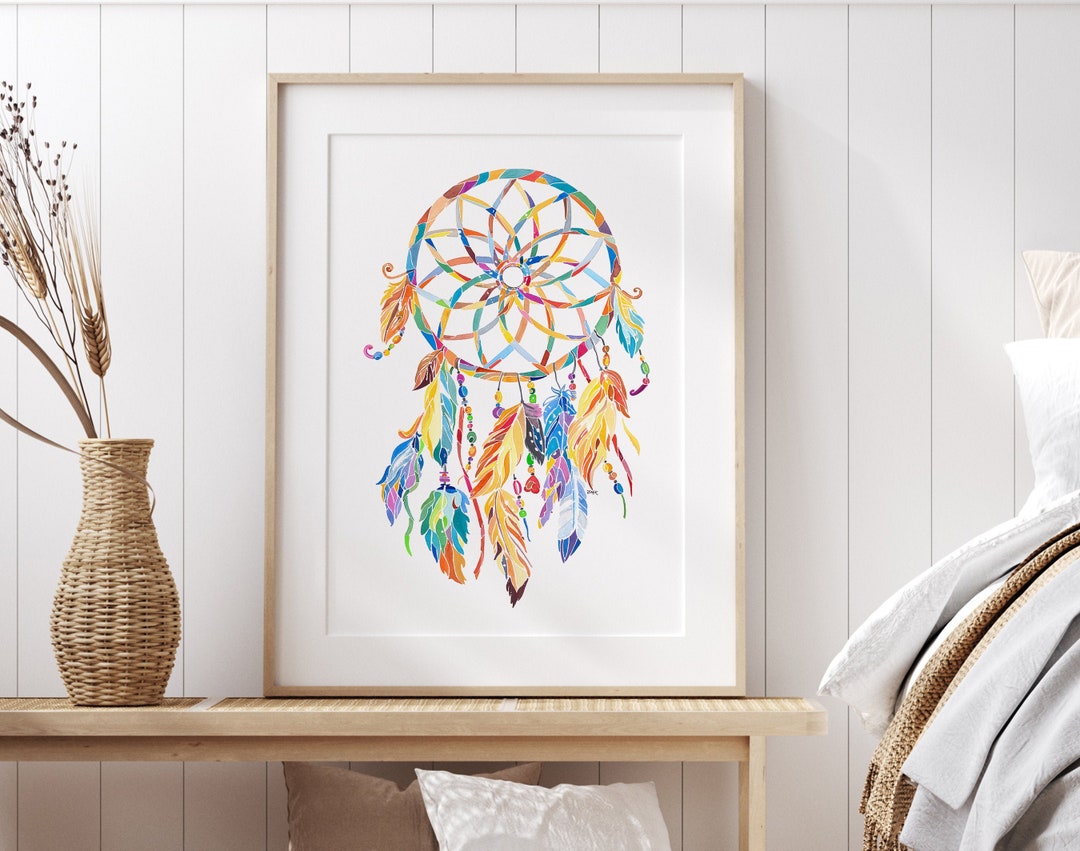 Dream Catcher Wall Print, Dream Catcher Wall Hanging, Boho Prints, Boho ...