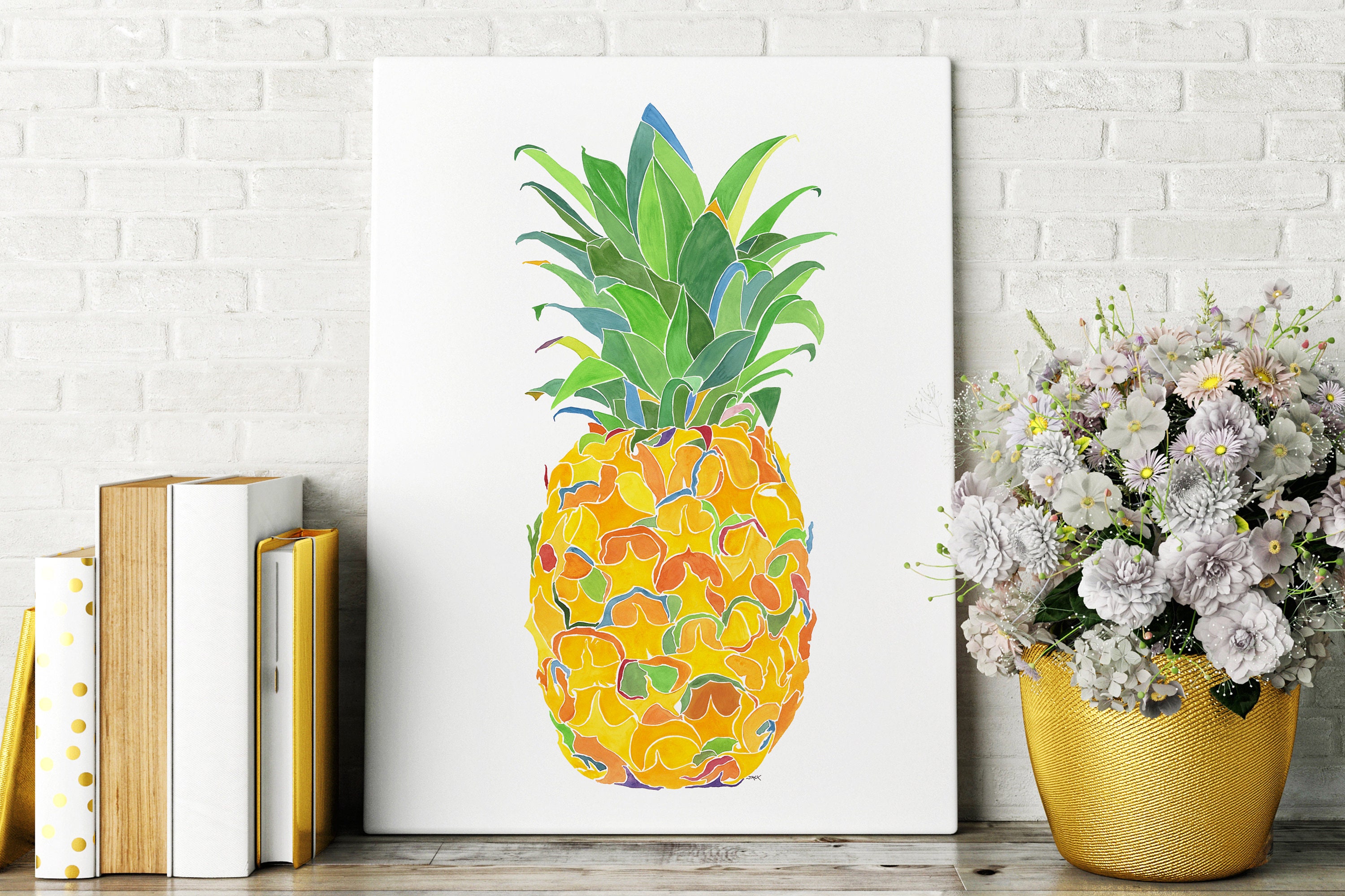 Pineapple Art Print Fruit Print Watercolor Pineapple - Etsy