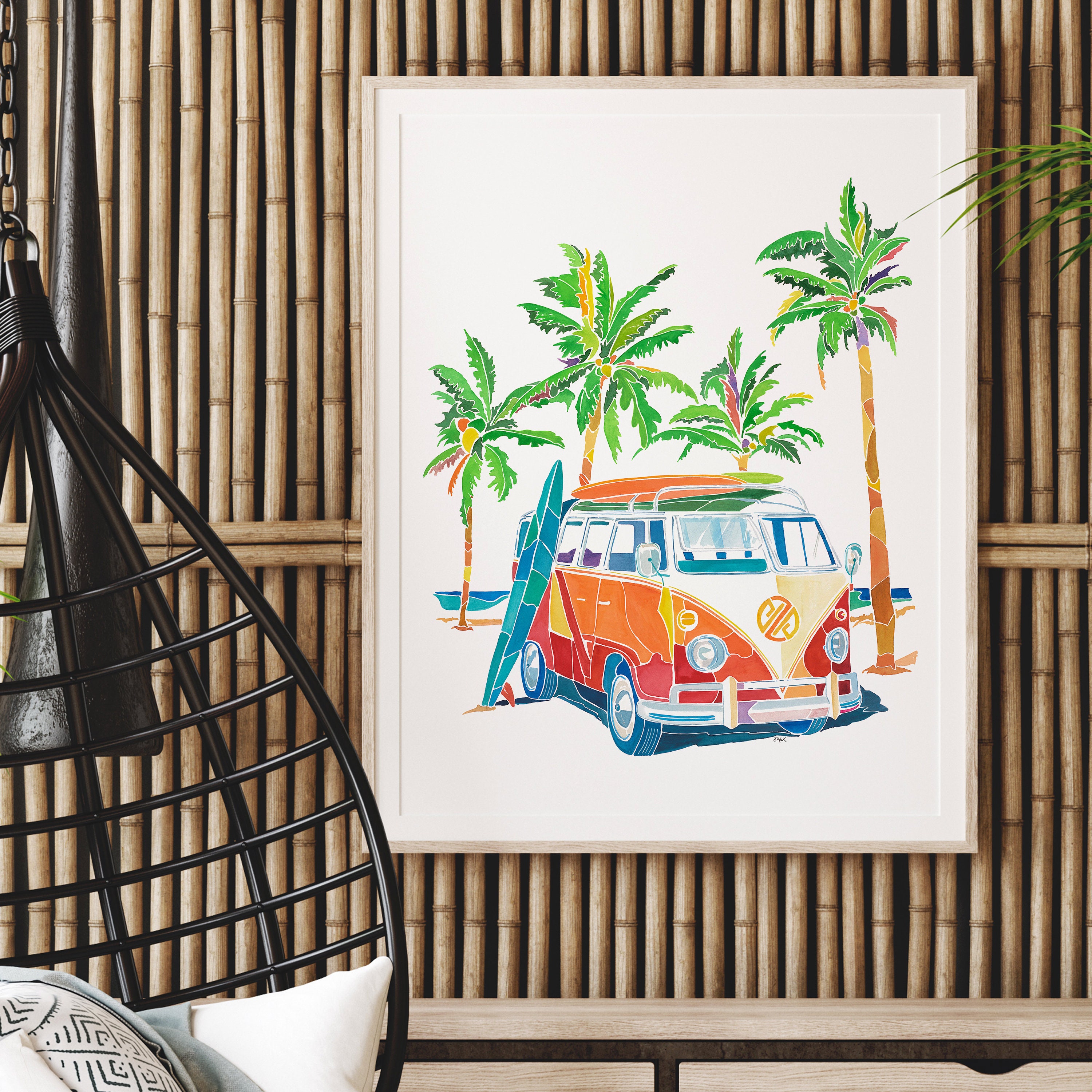 Surfer Van Wall Decor Vintage Surf Print Camper Van Bus - Etsy