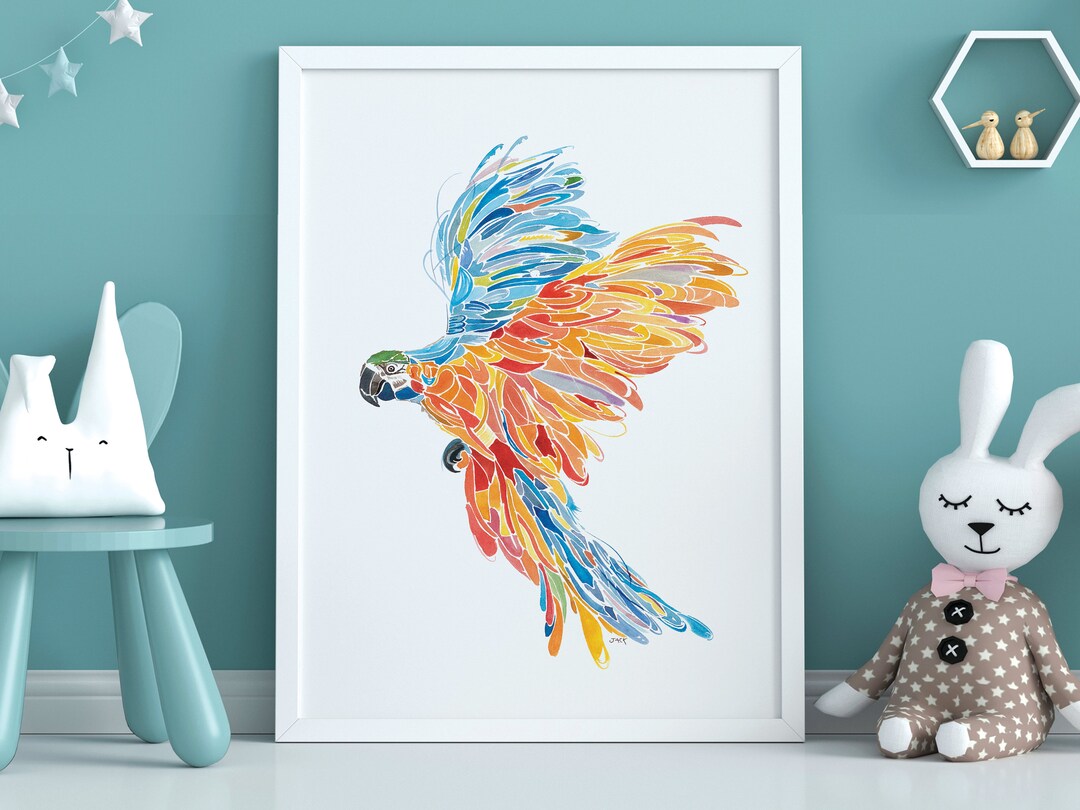 Bird Watercolor Wall Art, Bird Lover Gift, Parrot Painting Print ...