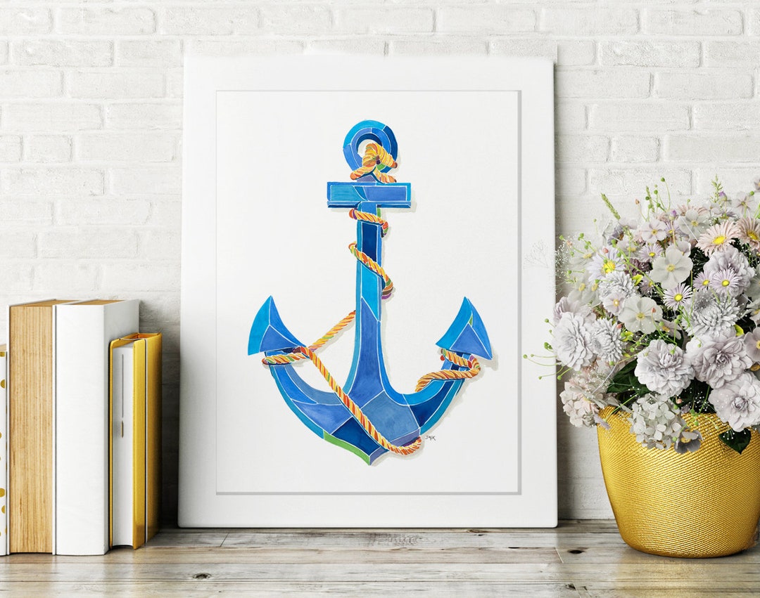 Navy Blue Anchor, Nautical Anchor, Anchor Decor, Anchor Print, Blue ...